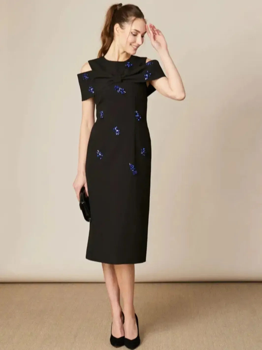 Fee G Phoebe Midi Dress In Black 852B/106 – Nicola Ross