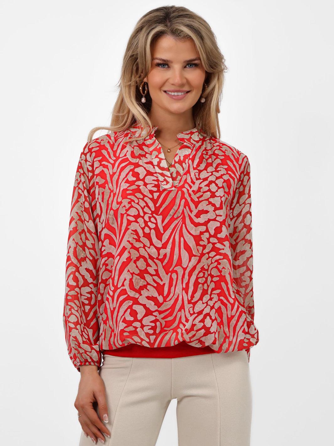 Kate & Pippa Bella Band Top In Large Red Animal Print – Nicola Ross