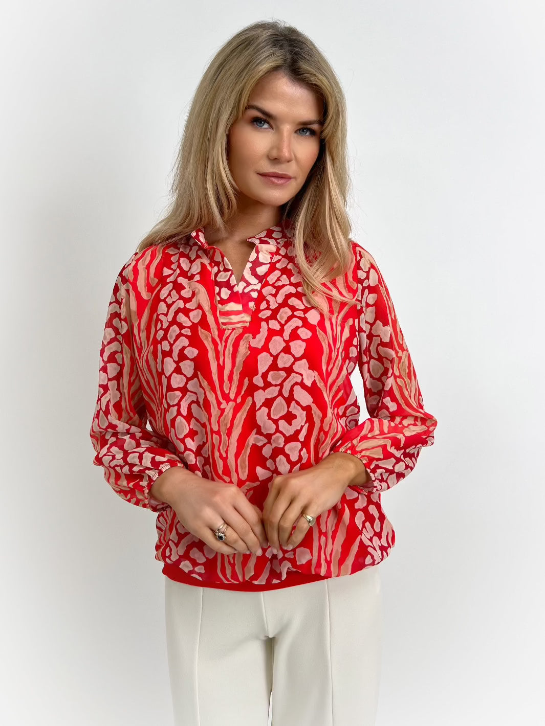 Kate & Pippa Bella Band Top In Red Animal Print – Nicola Ross