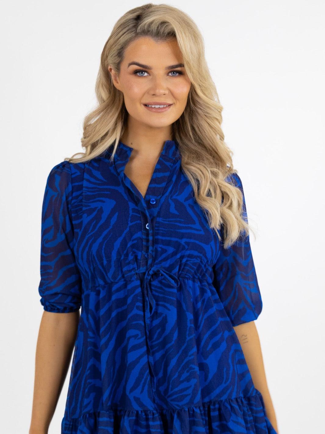 Kate & Pippa Latina Mini Dress In Blue Print – Nicola Ross
