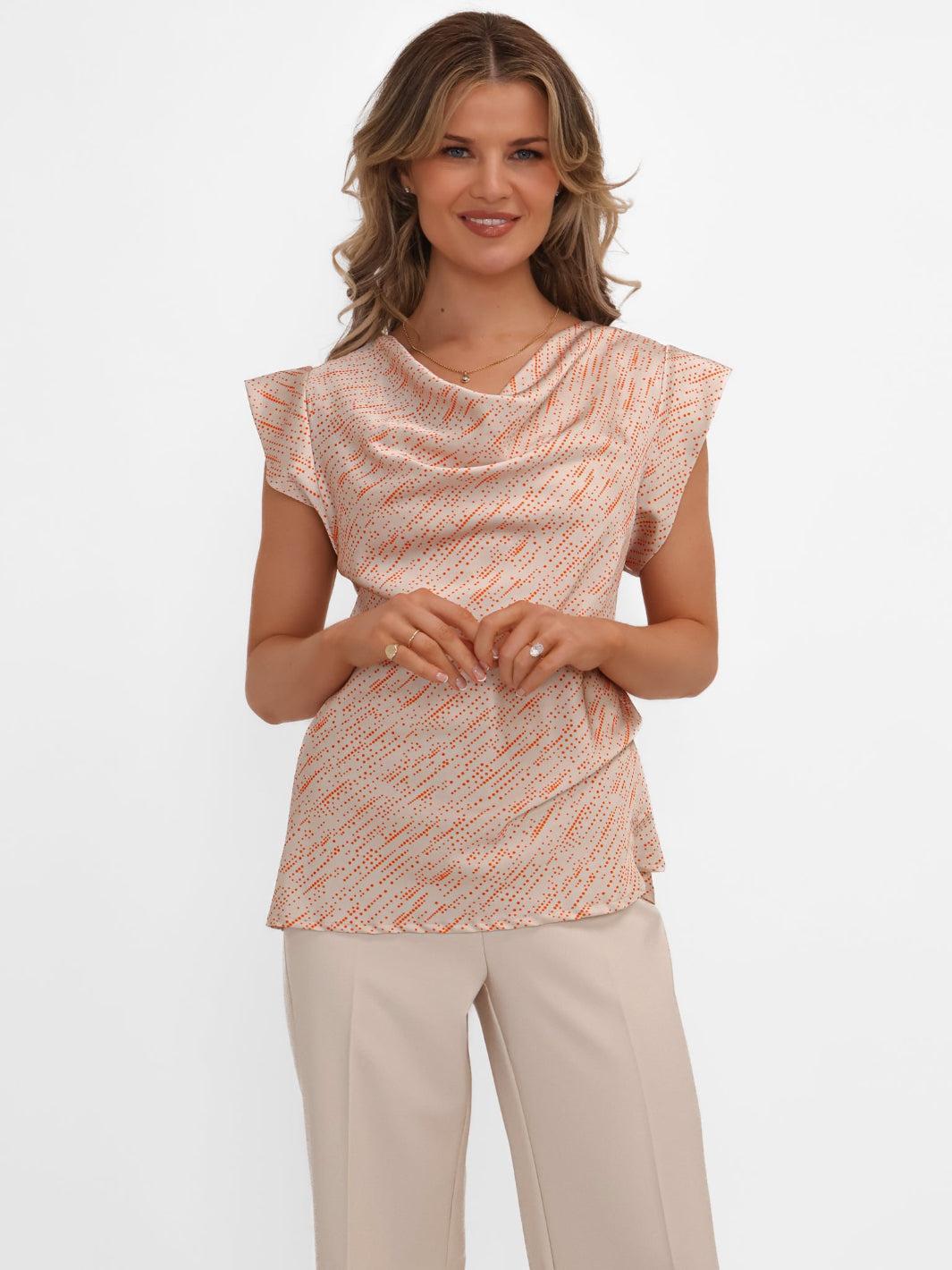 Kate & Pippa Suzy Cowl Neck Top In Champagne Print – Nicola Ross